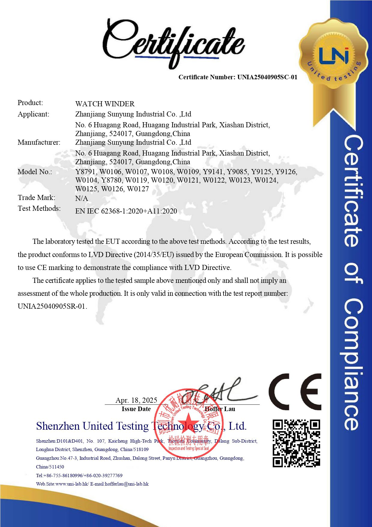 Certificates – SUNYUNG