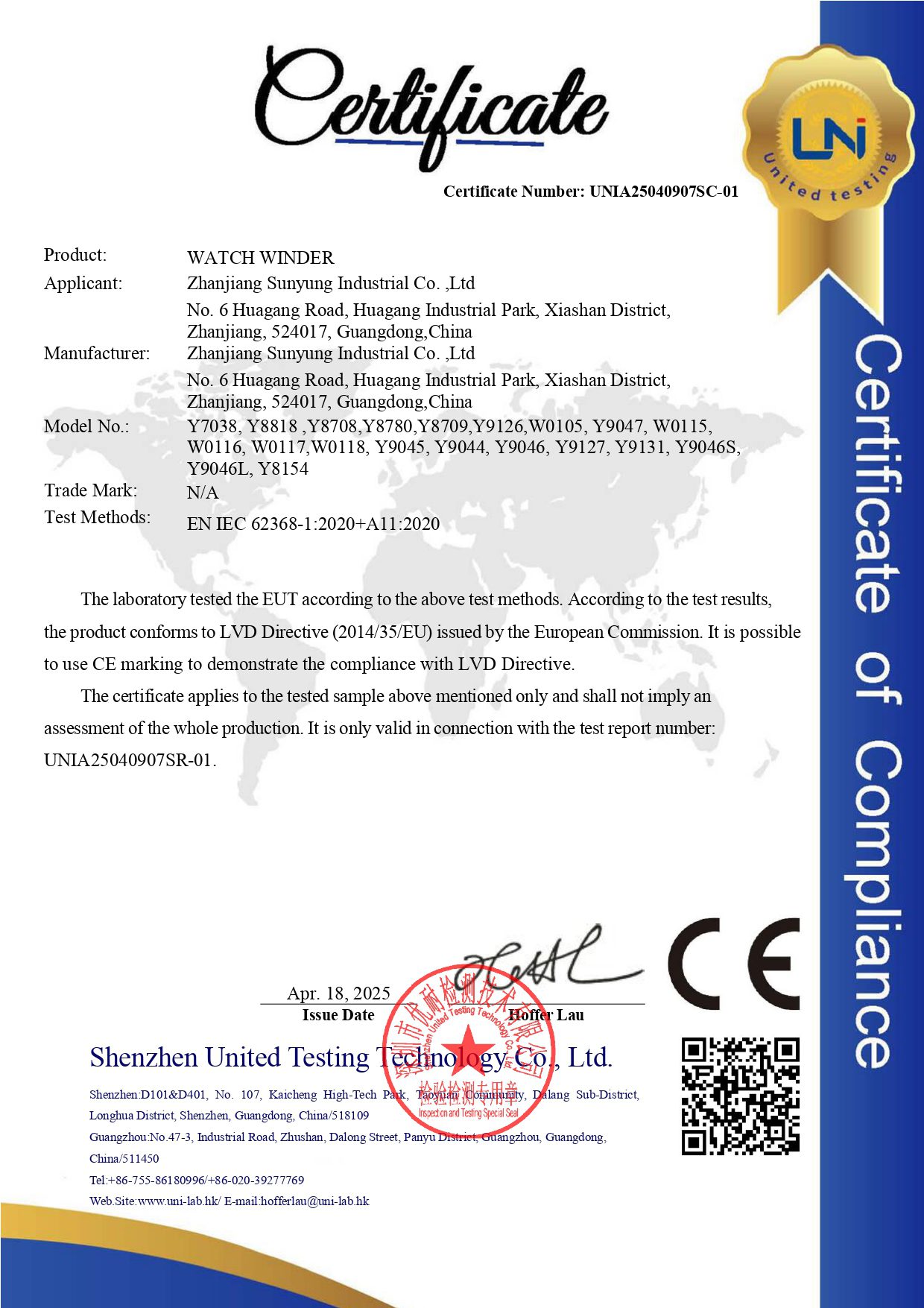 Certificates – SUNYUNG